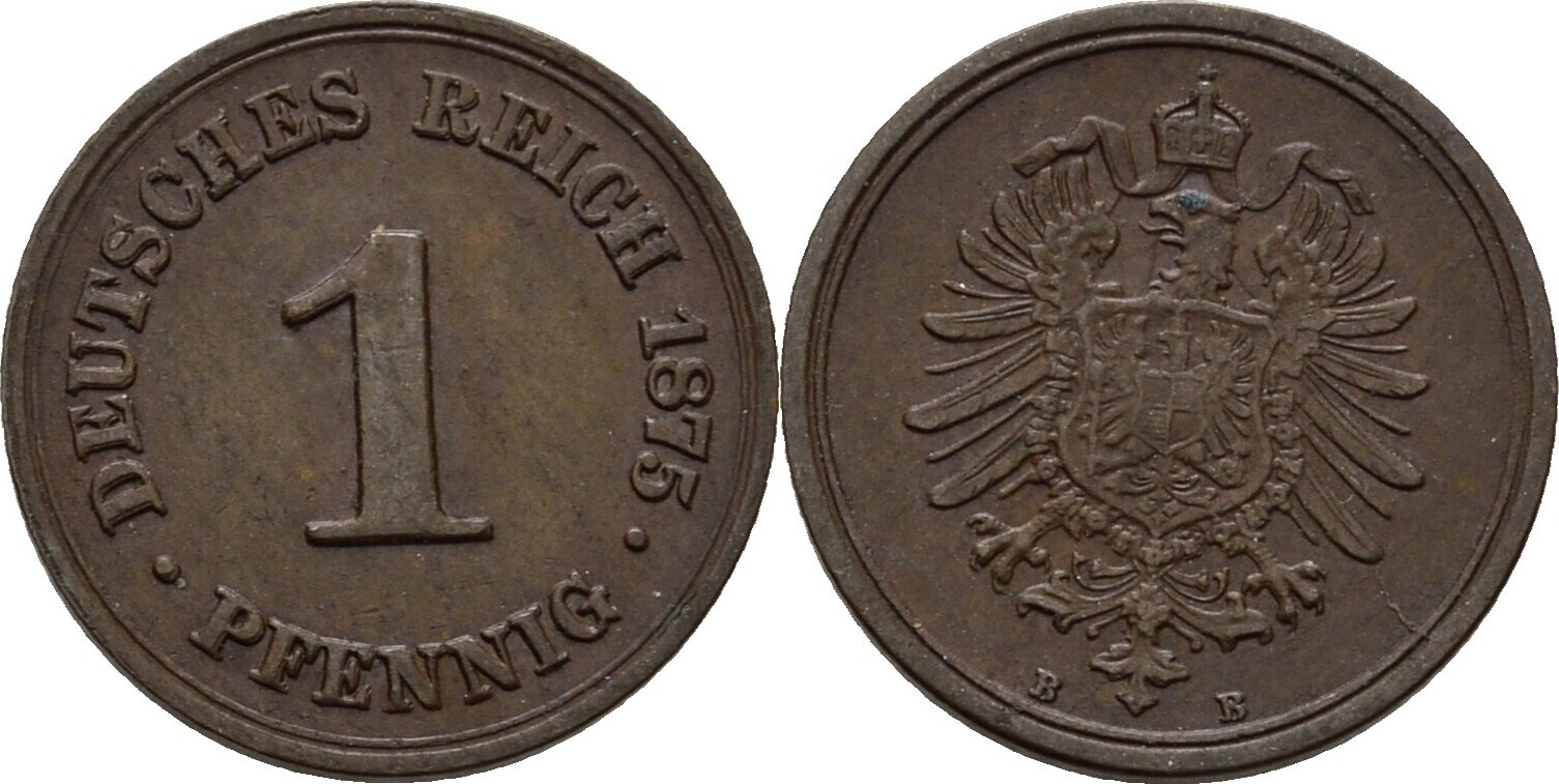 Deutsches Reich 1 Pfennig 1875 B ss | MA-Shops