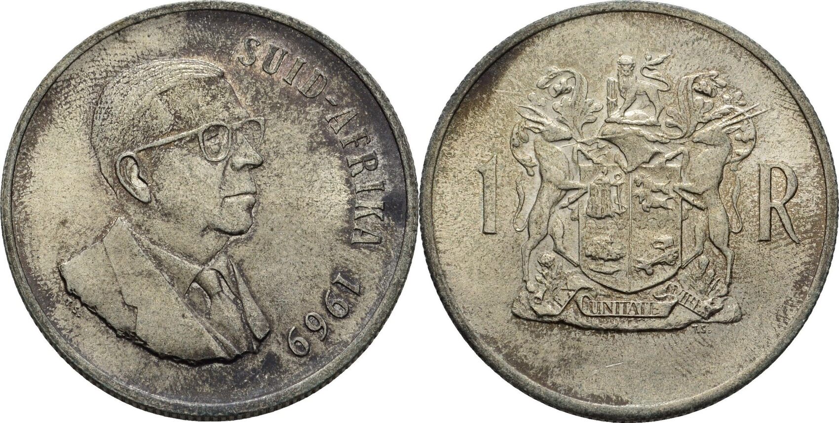 Südafrika 1 Rand 1969 fleckig, vz | MA-Shops