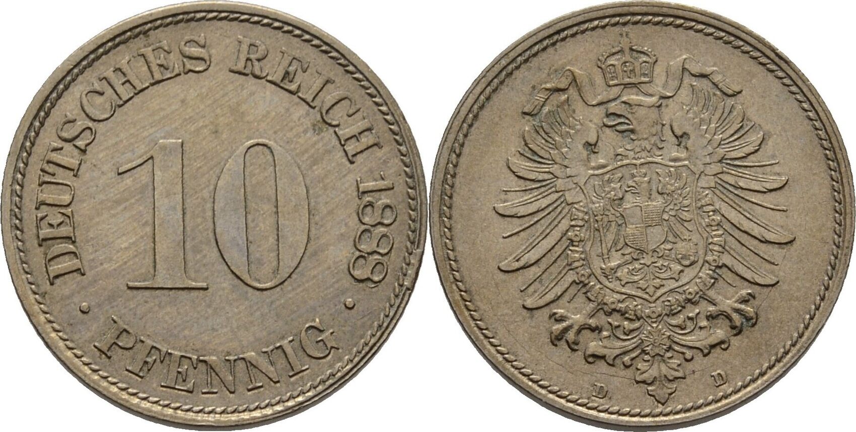 Deutsches Reich 10 Pfennig 1888 D vz | MA-Shops