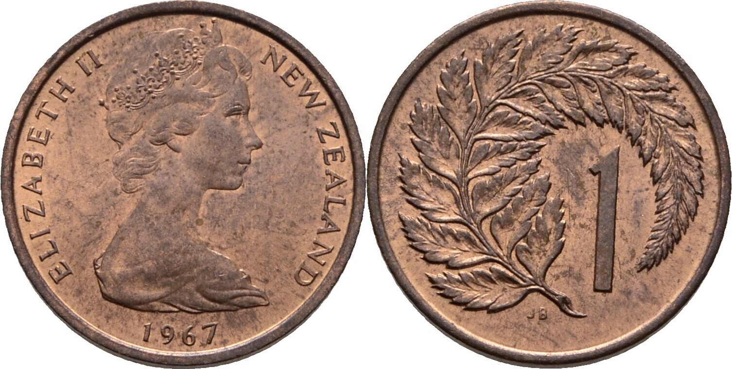 Neuseeland New Zealand 1 Cent 1967 Elizabeth II. prägefrisch | MA-Shops