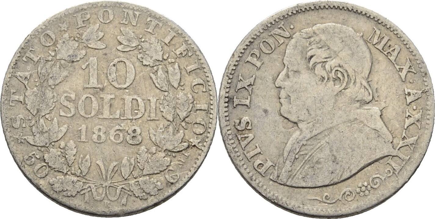 Vatikan 10 Soldi 1868 Pius IX. 1846-1878. ss | MA-Shops