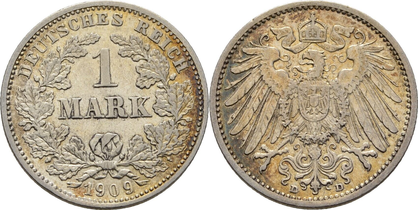 Deutsches Reich 1 Mark 1909 D ss | MA-Shops
