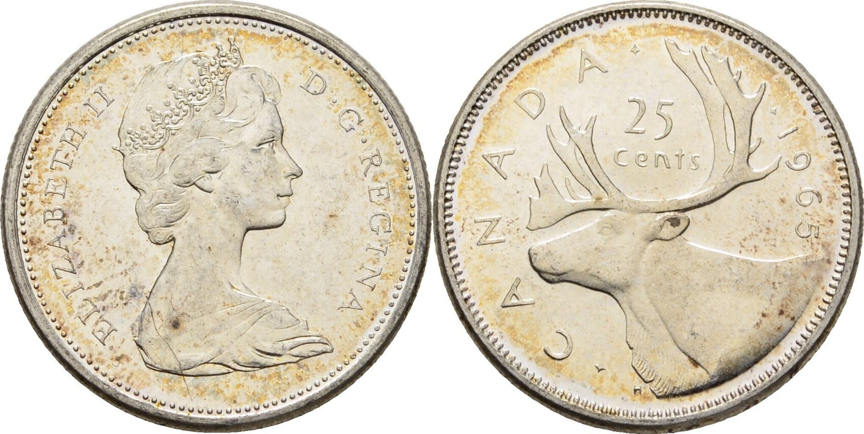 Kanada 25 Cents 1965 Elizabeth II. Kratzer, vz | MA-Shops