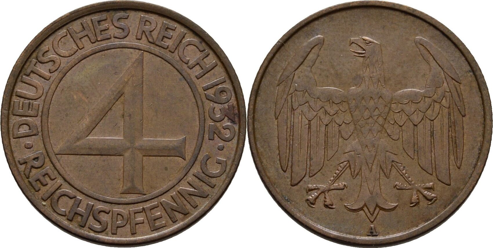 Deutsches Reich 4 Pfennig 1932 A vz | MA-Shops