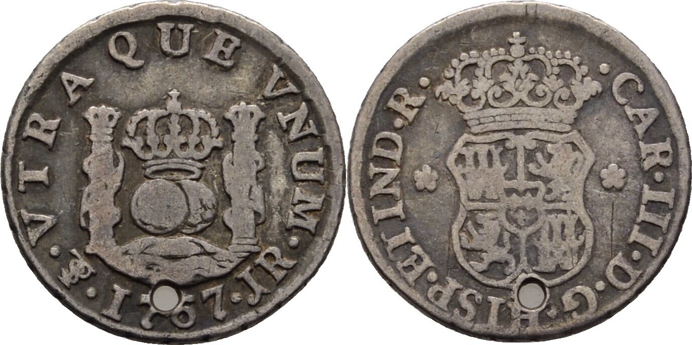 Spanien Bolivien Potosi Real 1767 Carlos III., 1759-1788 gelocht, ss ...