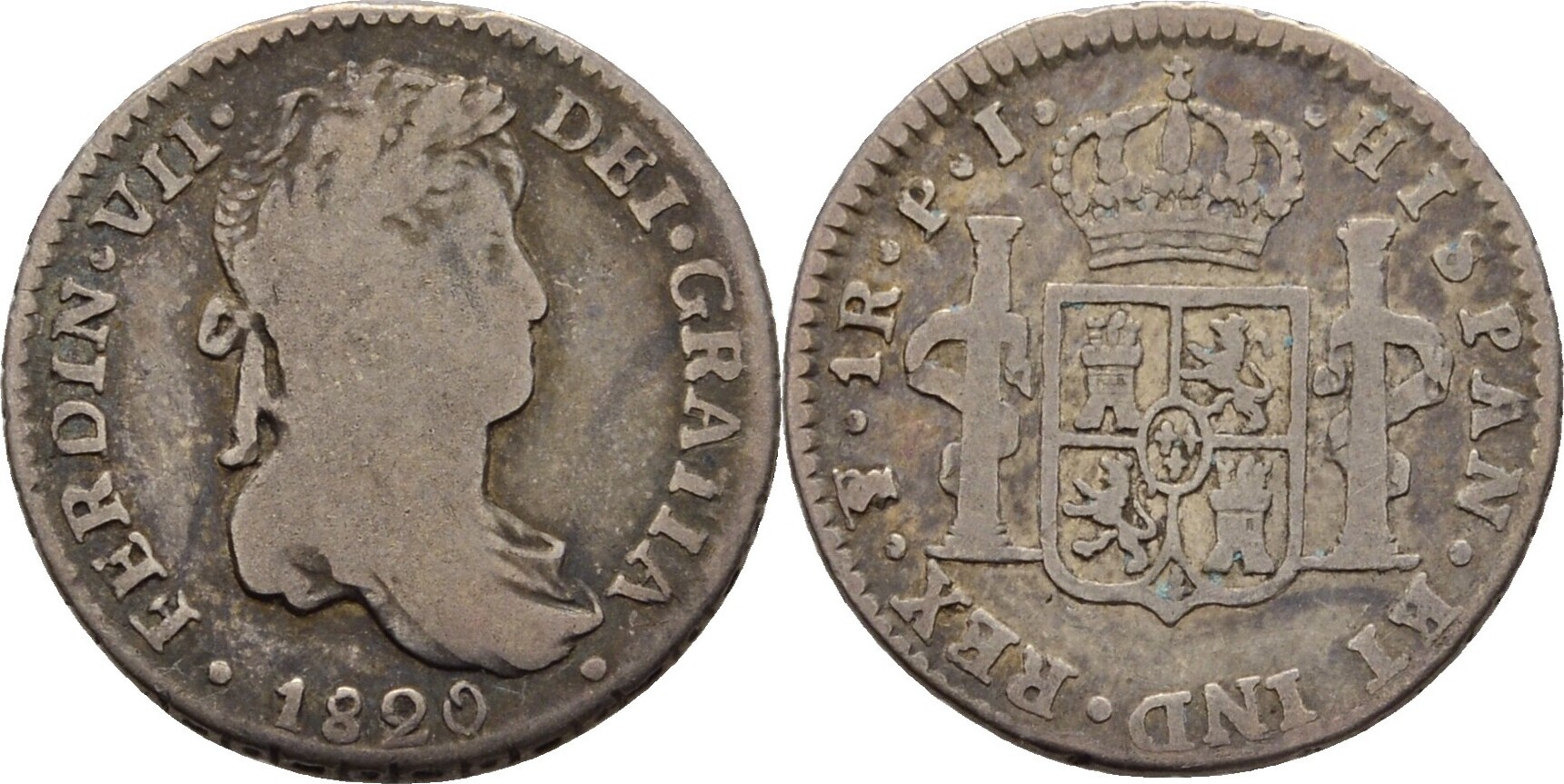 Spanien Bolivien Potosi 1 Real 1820 Ferdinand VII. f.ss/ss | MA-Shops