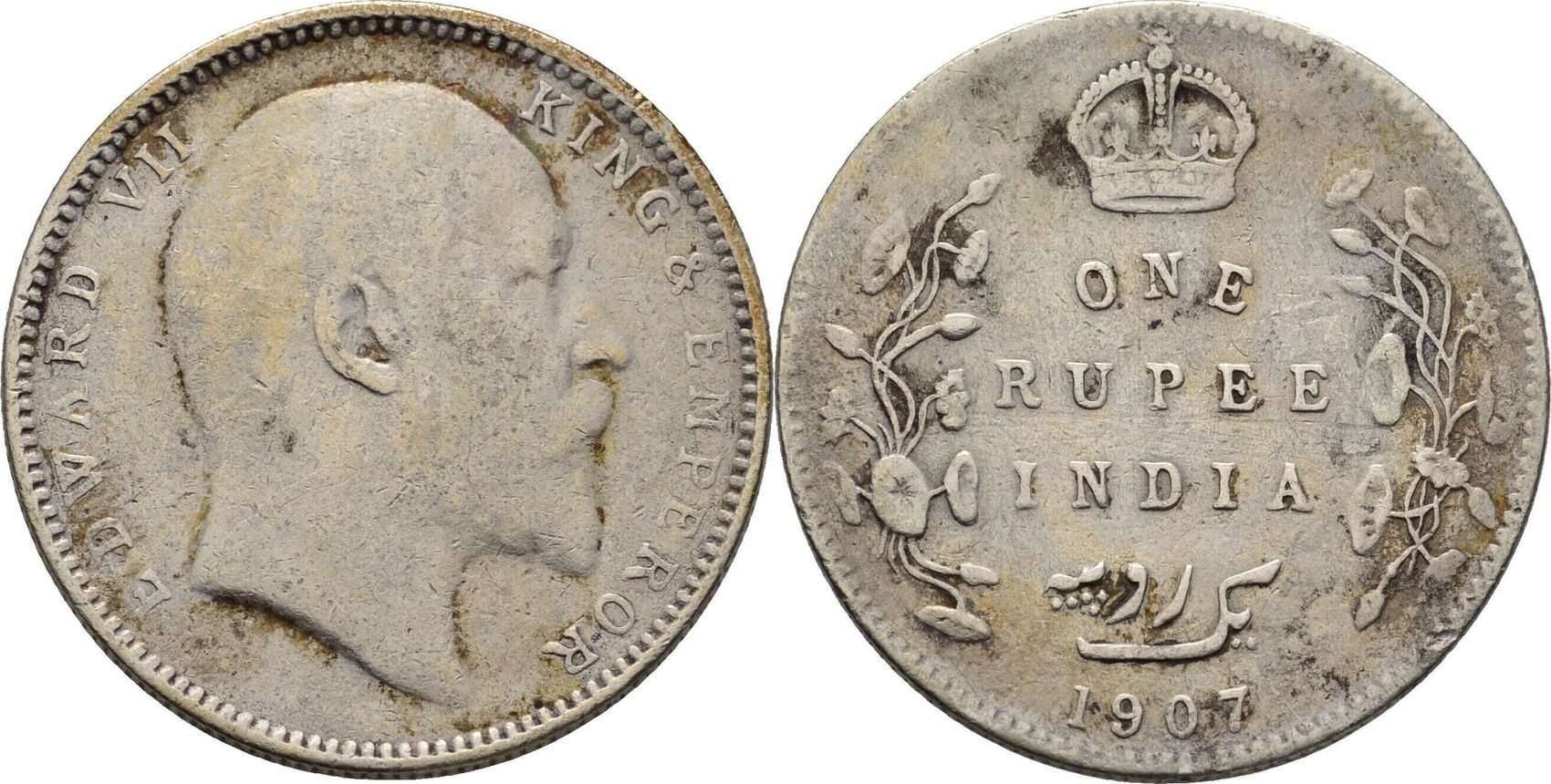 British India Rupee Rupie 1907 Edward VII., 1901-1910 Kratzer, ss | MA ...