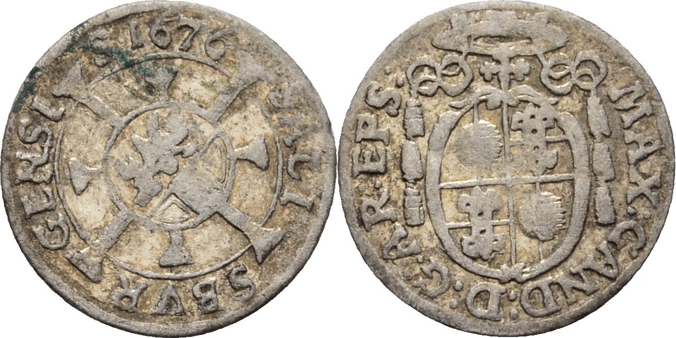 Salzburg, Bistum Kreuzer 1676 Max Gandolph von Küenburg,1668-1687 ss ...