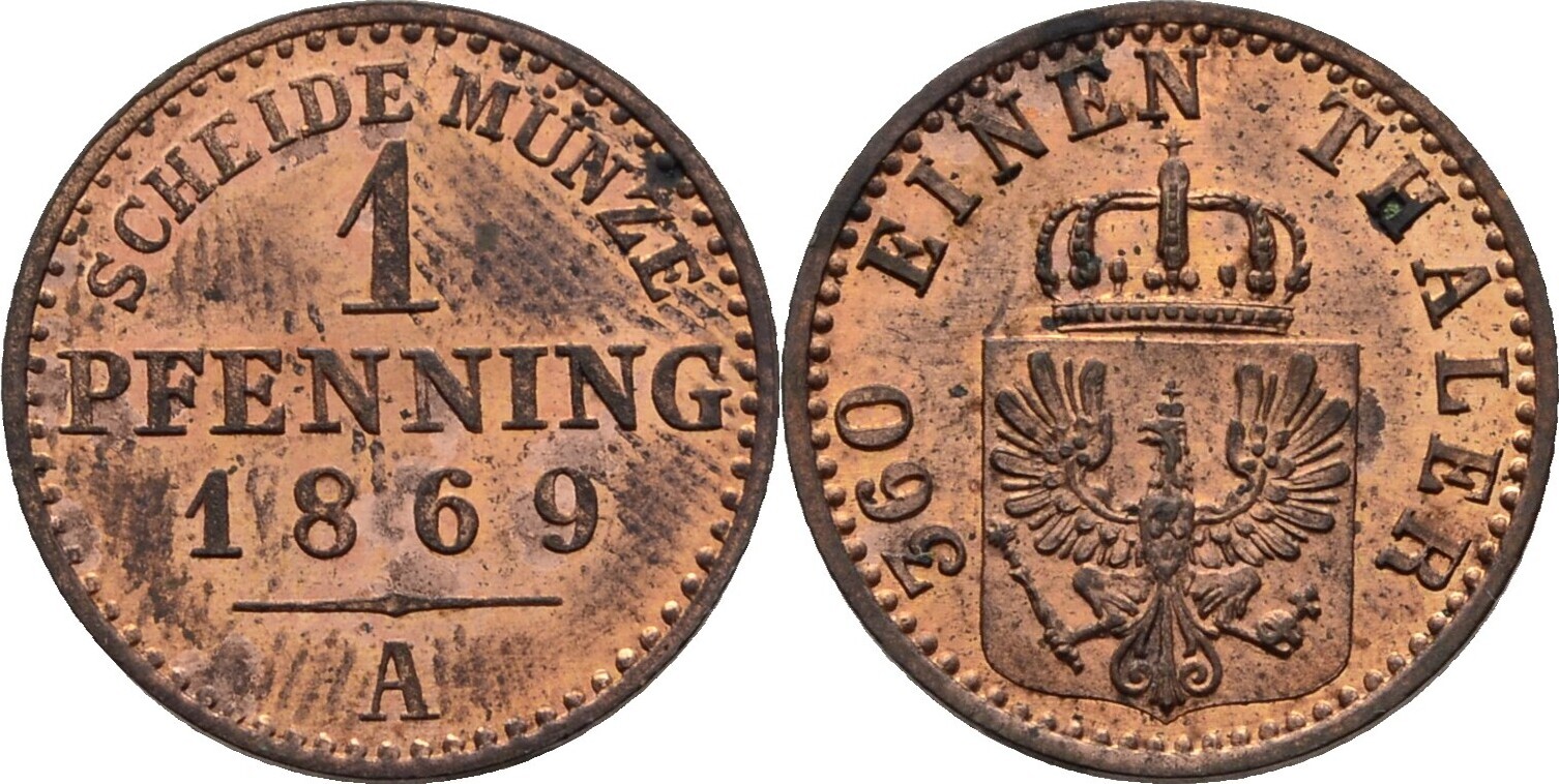 Preußen Berlin Pfennig 1869 Wilhelm I., 1861-1888 Prägefrisch | MA-Shops