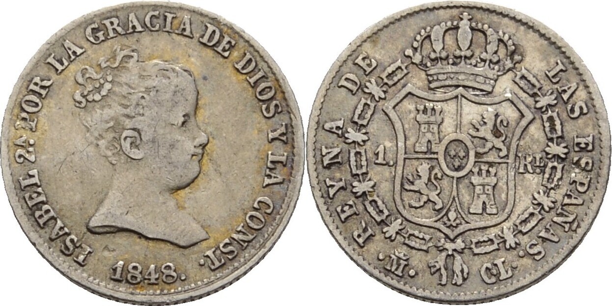 Spanien 1 Real 1848 Isabell II. ss | MA-Shops
