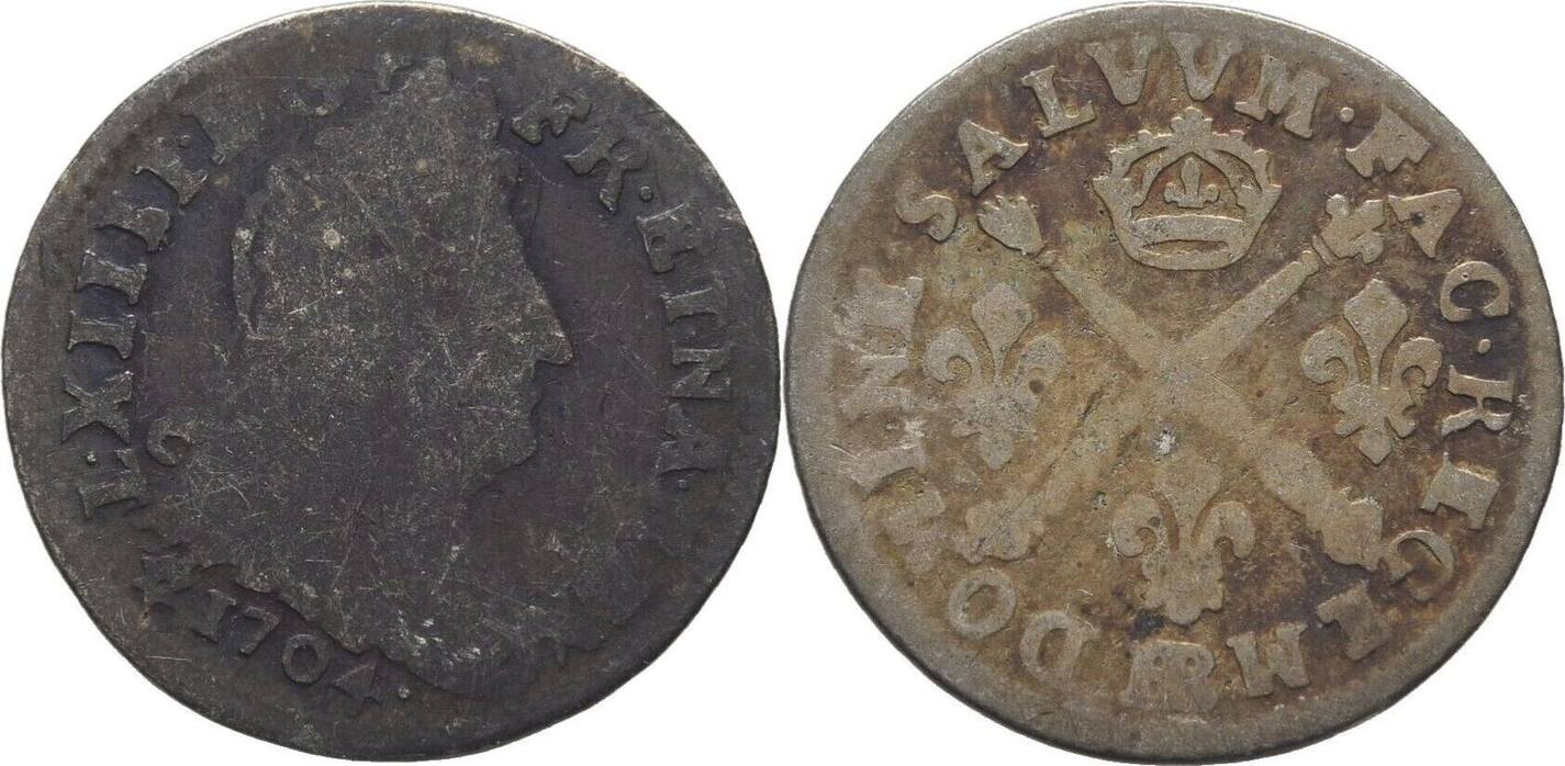 Frankreich Straßburg 1/16 Ecu 1704 Ludwig XIV., 1643-1715 ss | MA-Shops