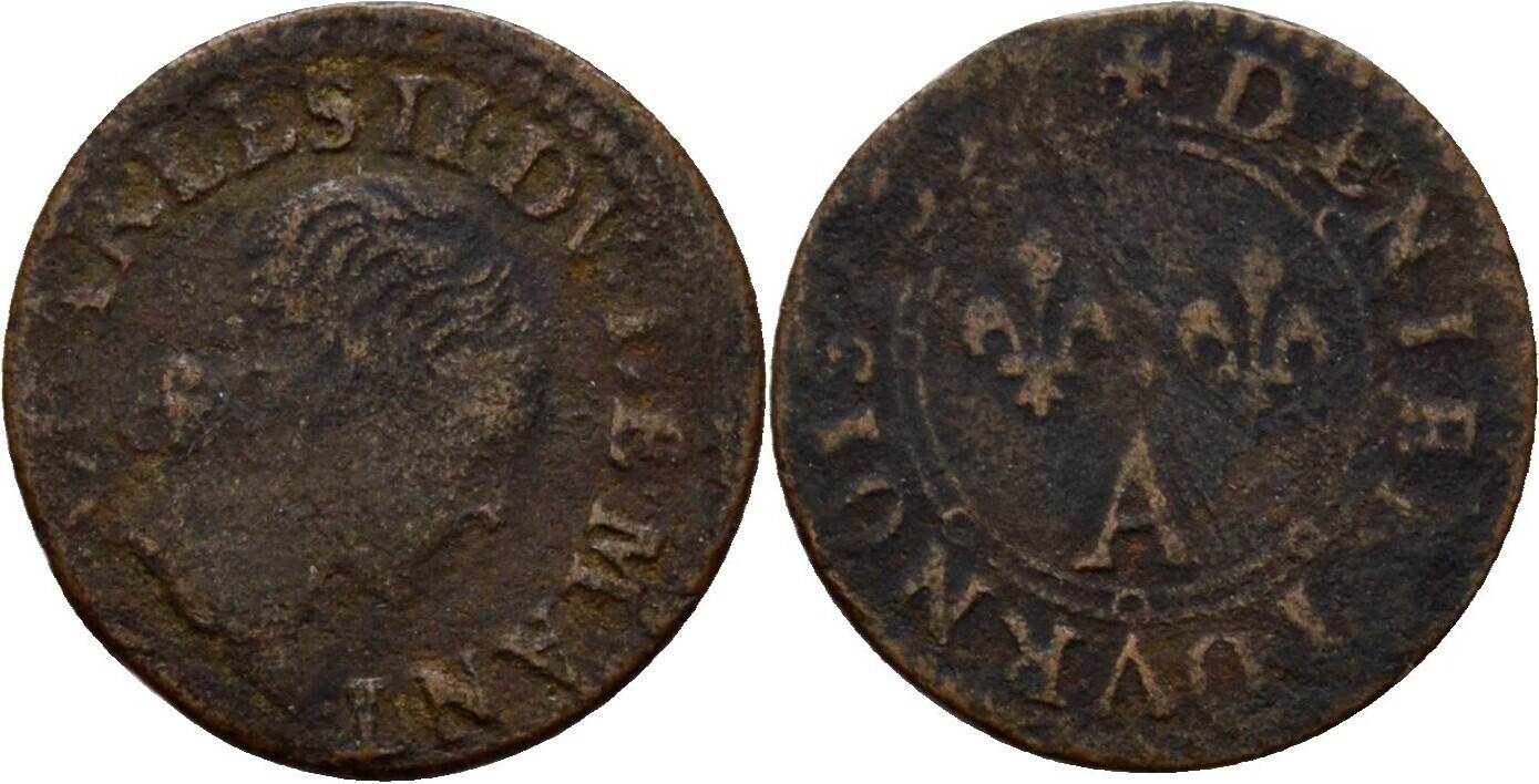 Frankreich Nevers Rethel Denier Tournois 1655 Charles II., 1637-1665 s ...