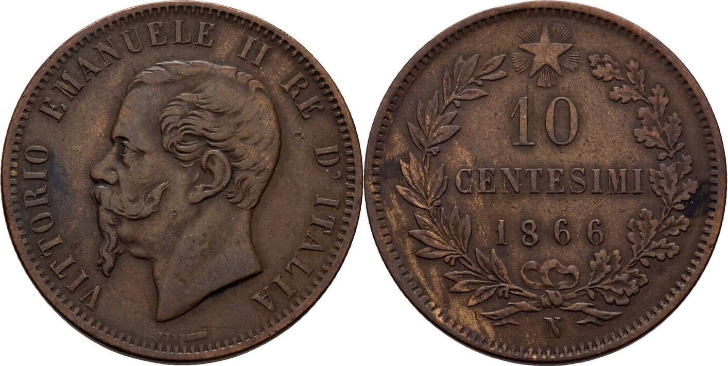 Italien 10 Centesimi 1866 Viktor Emanuel II., 1861-1878. ss | MA-Shops