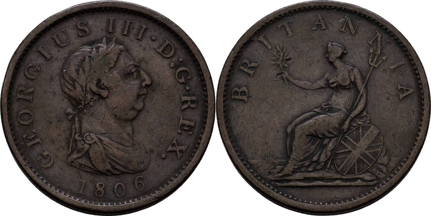 Großbritannien 1/2 Penny 1806 Georg III., 1760-1820 ss | MA-Shops
