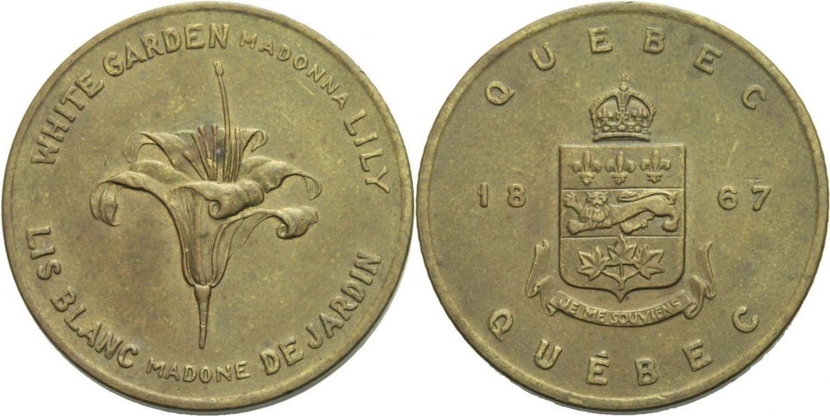 Canada Quebec Token 1867 Weiße Lilie, Madonna d. Gartens vz | MA-Shops