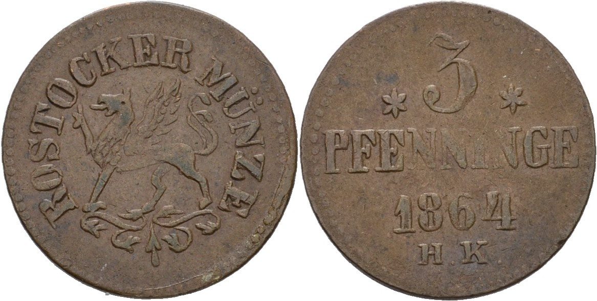 Rostock 3 Pfennig 1864 ss | MA-Shops