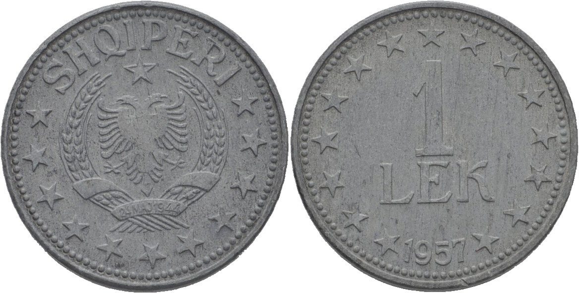 Albanien 1 Lek 1957 vz | MA-Shops