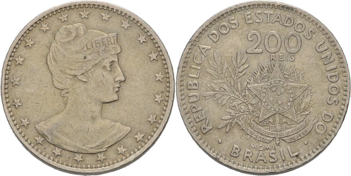 Brasilien 200 Reis 1901 ss | MA-Shops