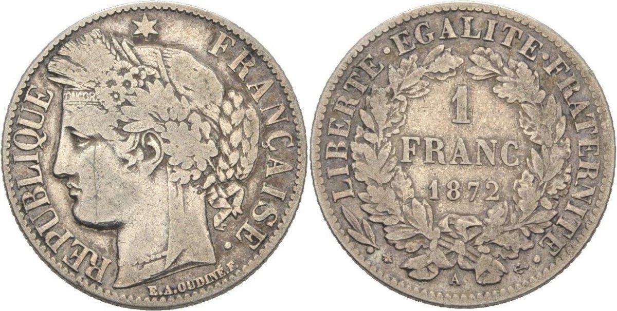 Frankreich 1 Franc 1872 A ss- | MA-Shops