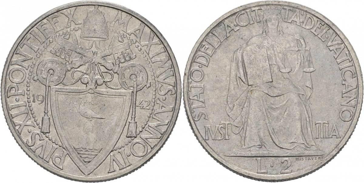 Vatikan 2 Lire 1942 Pius XII. vz | MA-Shops