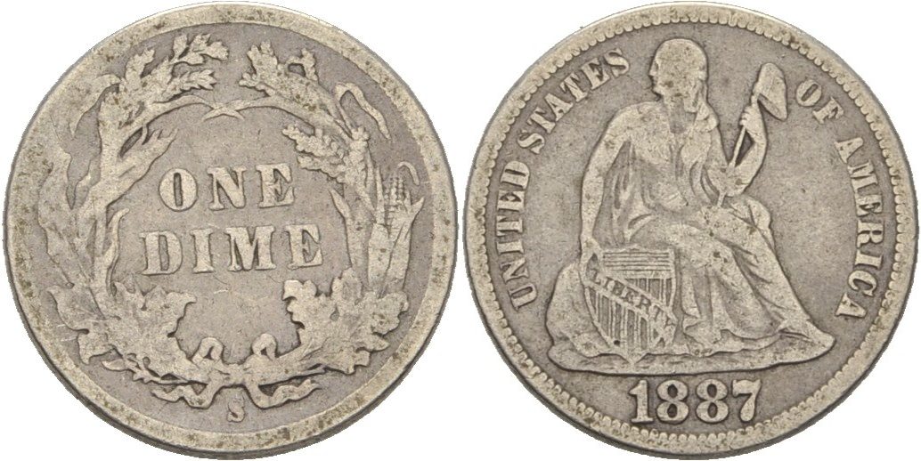 USA Dime 1887 S ss | MA-Shops