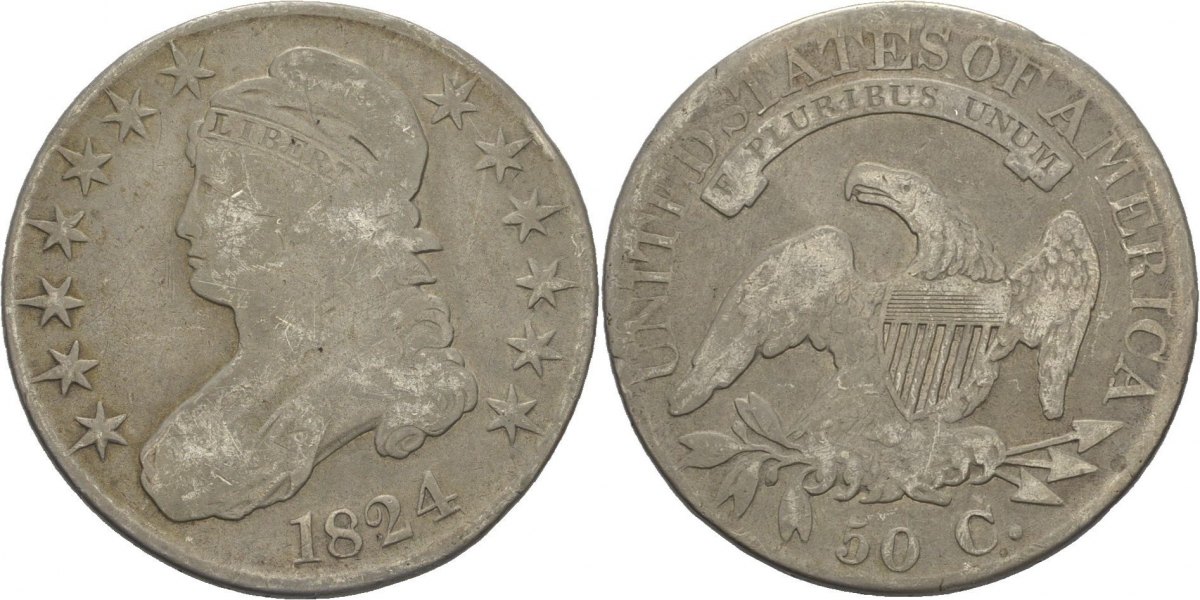 USA 1/2 Dollar (50 Cent) 1824 ss- | MA-Shops