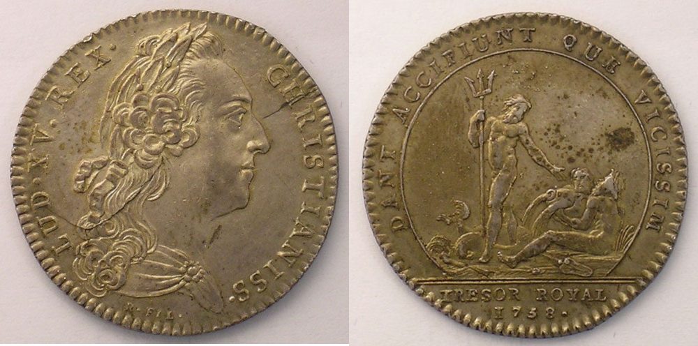 Jetons und Medaillen jeton rond en argent 1758 Jetons des alten Regims ...