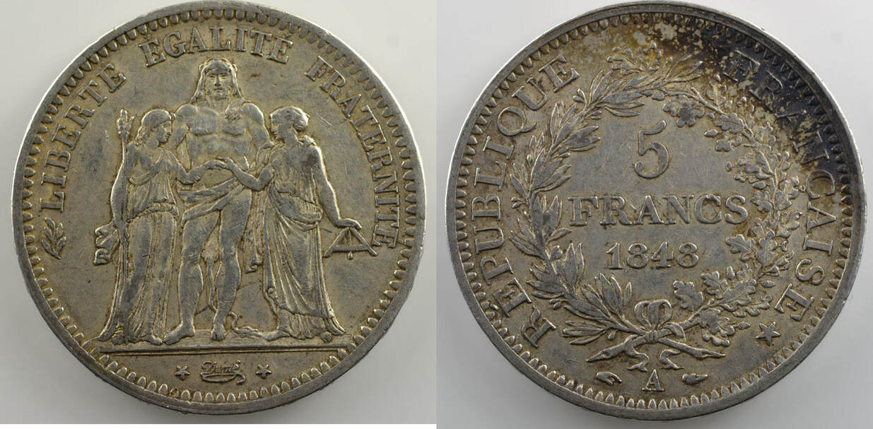 Münzen Frankreich 1793-1959 5 Francs 1848 A G.683 Hercule (Paris) TTB ss | MA-Shops