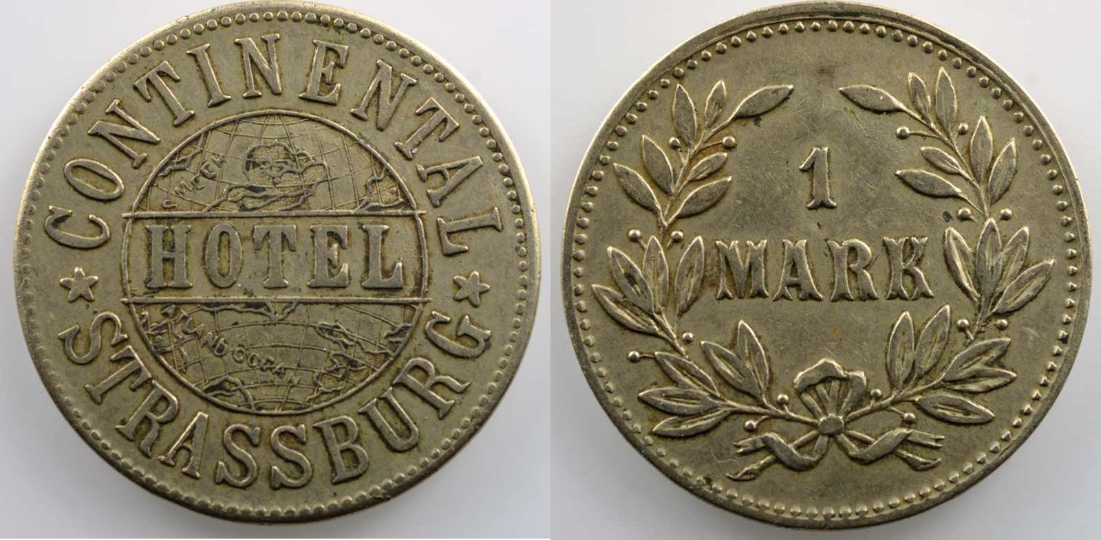 Münzen 1 Mark STRASSBURG (Strasbourg) (67) Continental Hotel Ma, R 24 ...