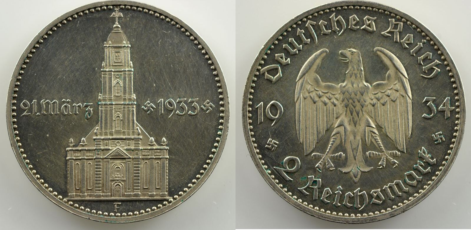 Deutsche Münzen 2 Reichsmark 1934 F 3° Reich (1933-1945) Eglise de la ...