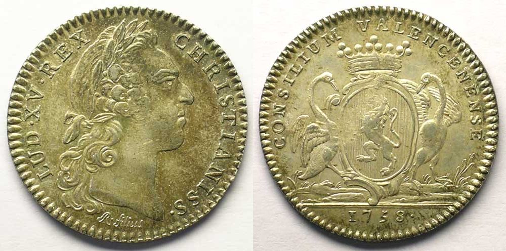 Münzen jeton rond en argent 1758 Jetons des alten Regims Hainault ...