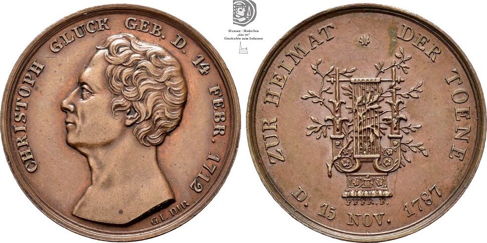 DEUTSCHLAND AE-Medaille 1787 GLUCK Ritter Christoph Willibald ...