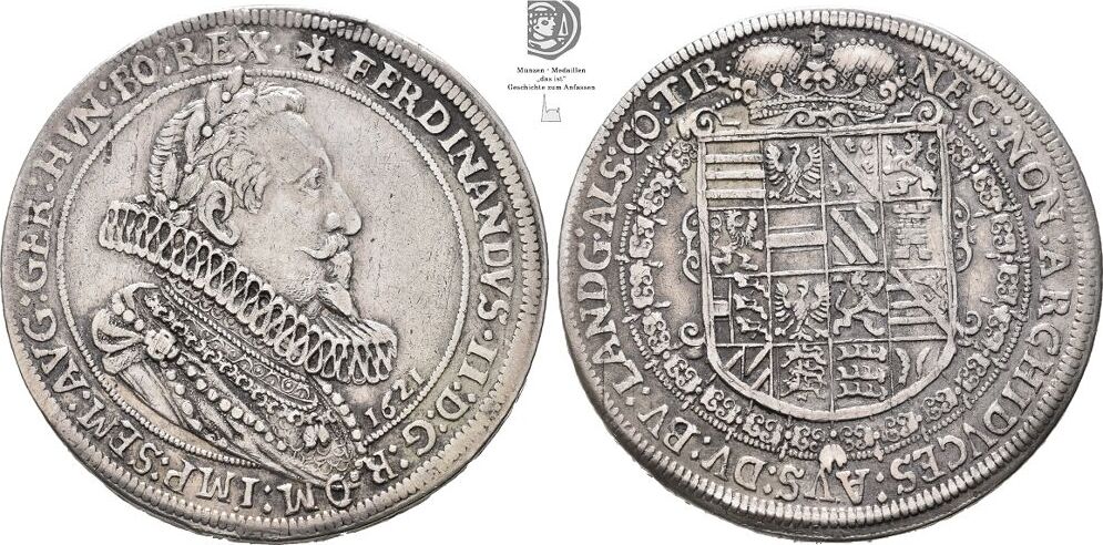 ÖSTERREICH Taler 1621 FERDINAND II. Ensisheim s.sch + | MA-Shops