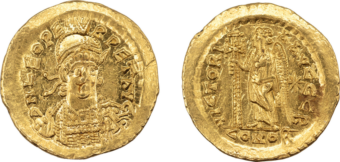 Roman Empire 462 or 466 AD. Leo I AU Solidus – VICTORI-A AVCCC ...