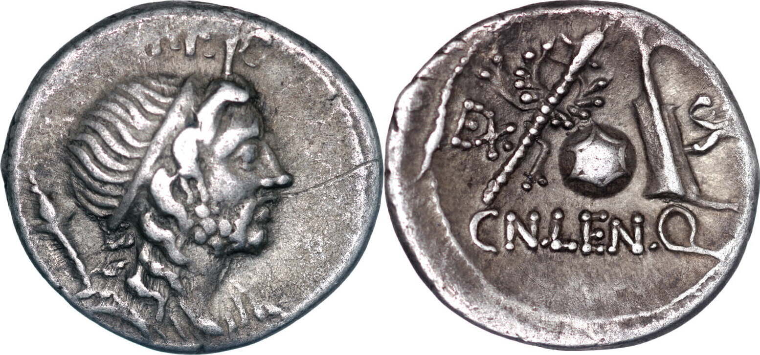 Roman Republic 76 – 75 BC. Gnaeus Cornelius Lentulus Marcellinus AR ...