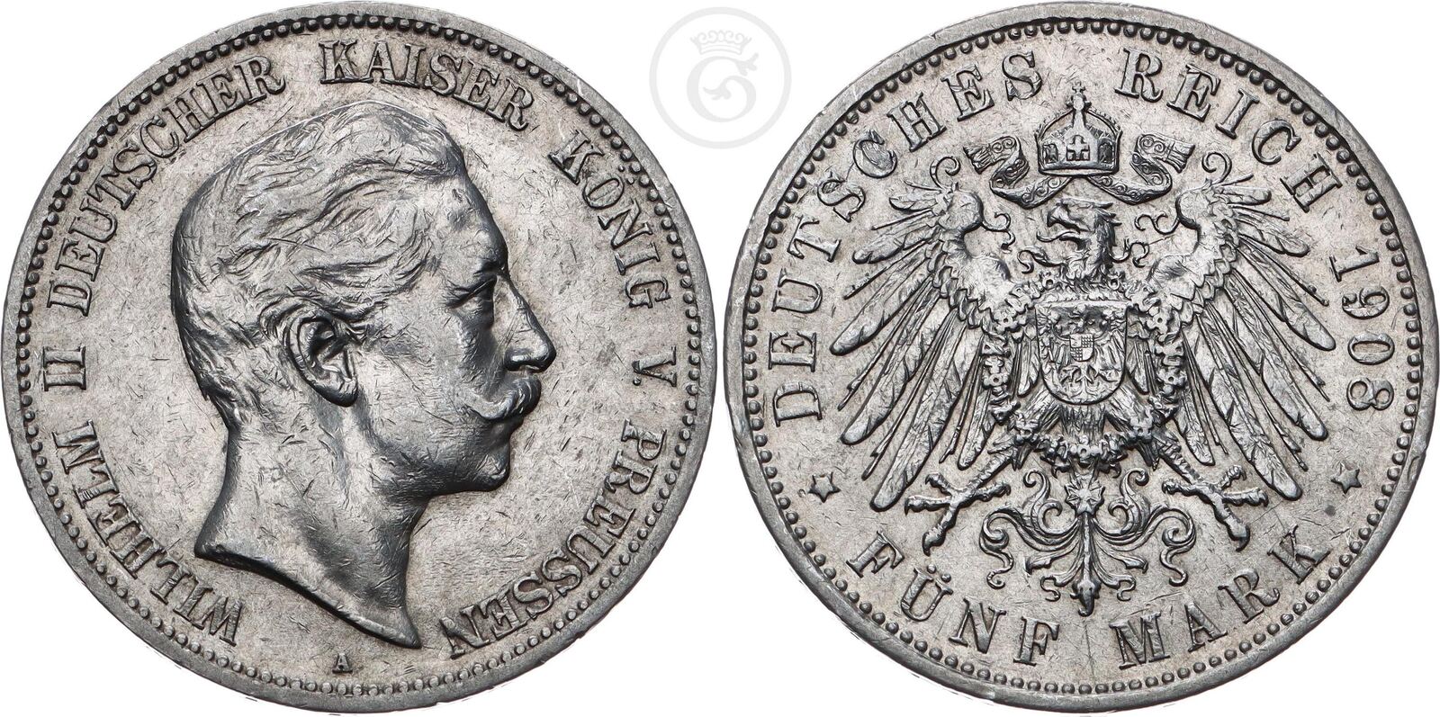 Deutsches Kaiserreich - Preussen 5 Mark 1908 A Kaiser Wilhelm II - 5 ...