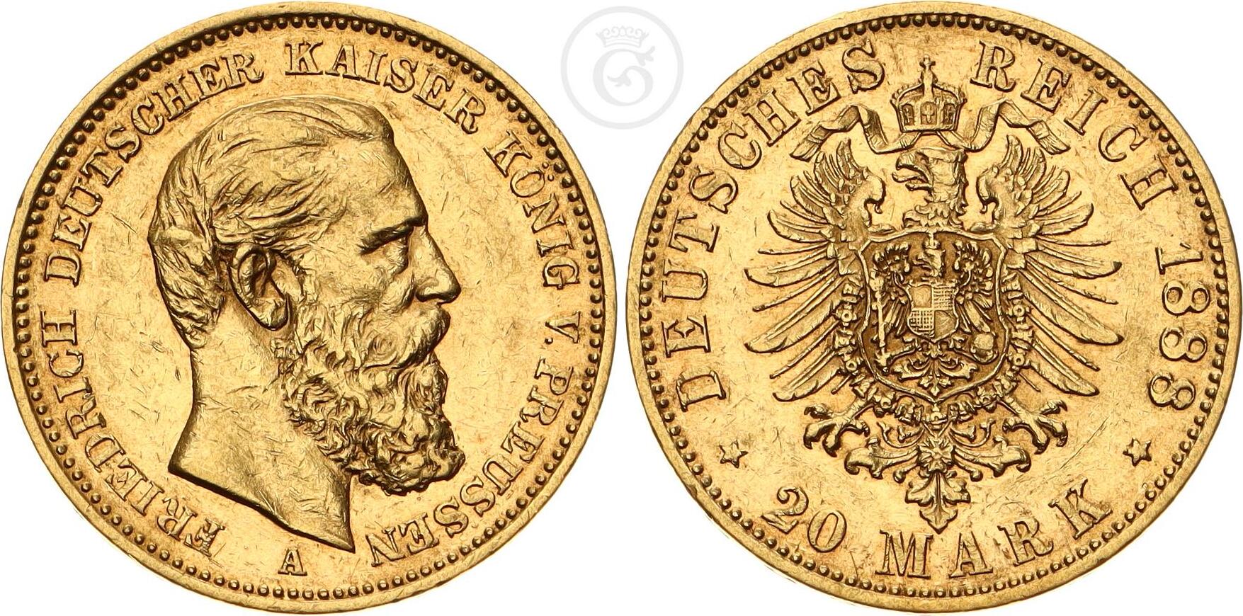 Deutsches Kaiserreich - Preussen 20 Mark 1888 A 20 Goldmark Kaiser ...