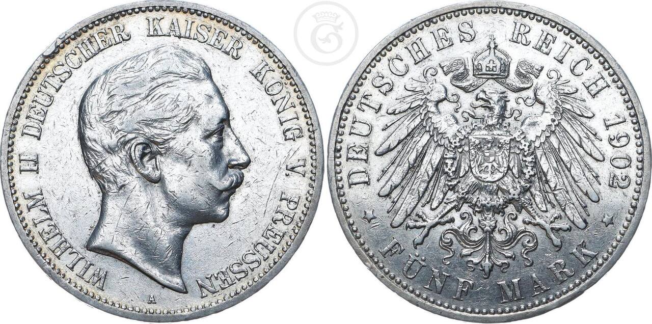 Deutsches Kaiserreich - Preussen 5 Mark 1902 A Kaiser Wilhelm II - 5 ...