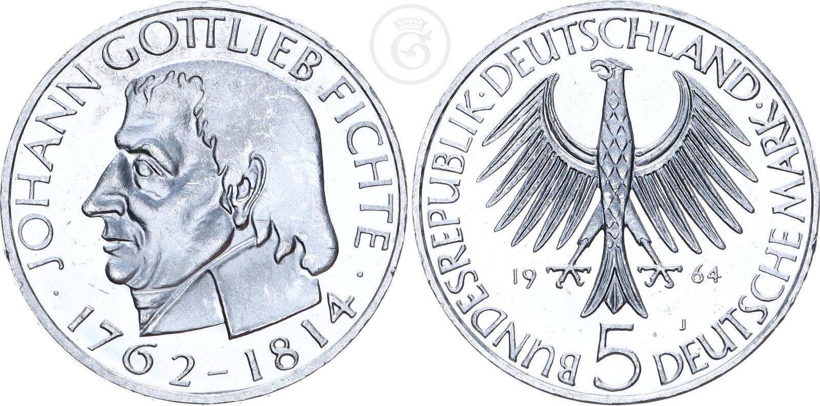 Deutschland BRD 5 DM 1964 J Johann Gottlieb Fichte (1762-1814 ...