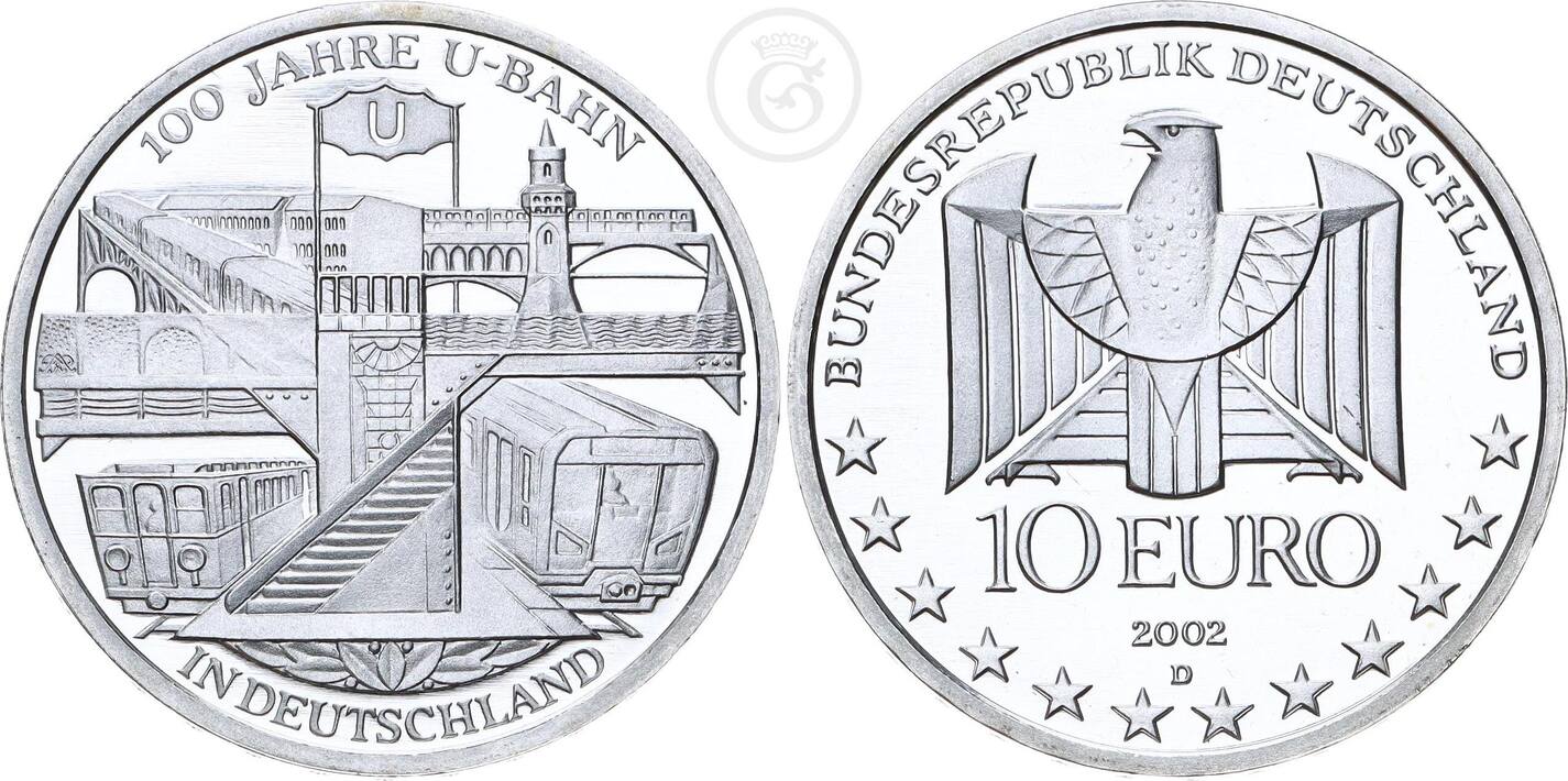 Deutschland BRD 10 Euro 2002 10 € Gedenkmünze - 100 Jahre U-Bahn in ...