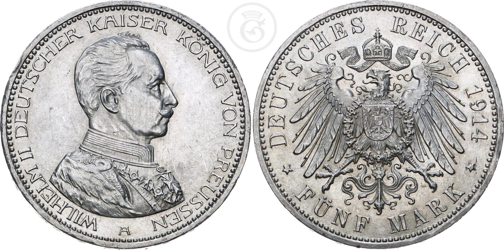 Deutsches Kaiserreich - Preussen 5 Mark 1914 A Kaiser Wilhelm II in ...