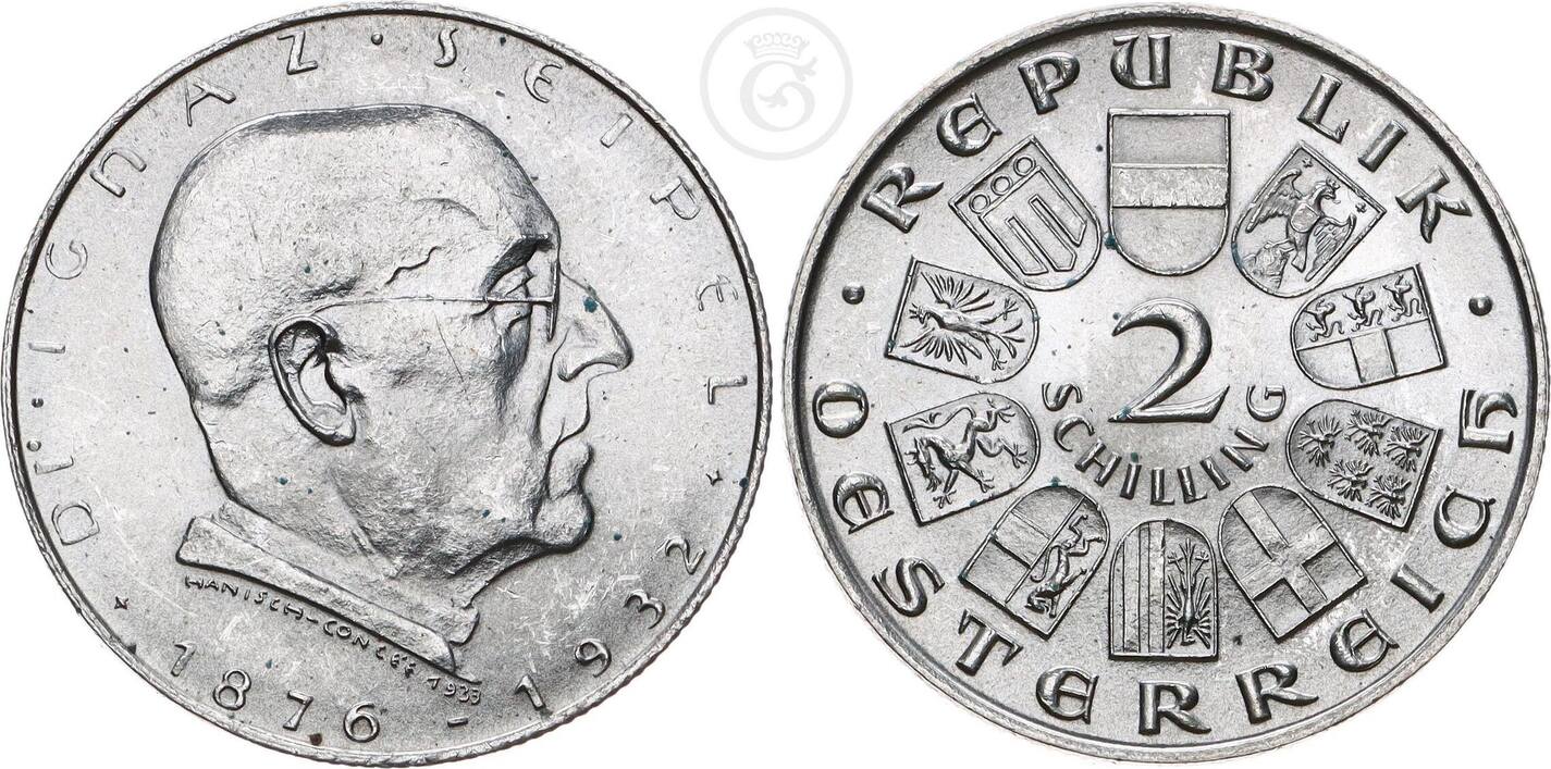 Österreich, 2 Schilling 1933, Gedenkmünze Dr. Ignaz Seipel 1876 - 1932 ...