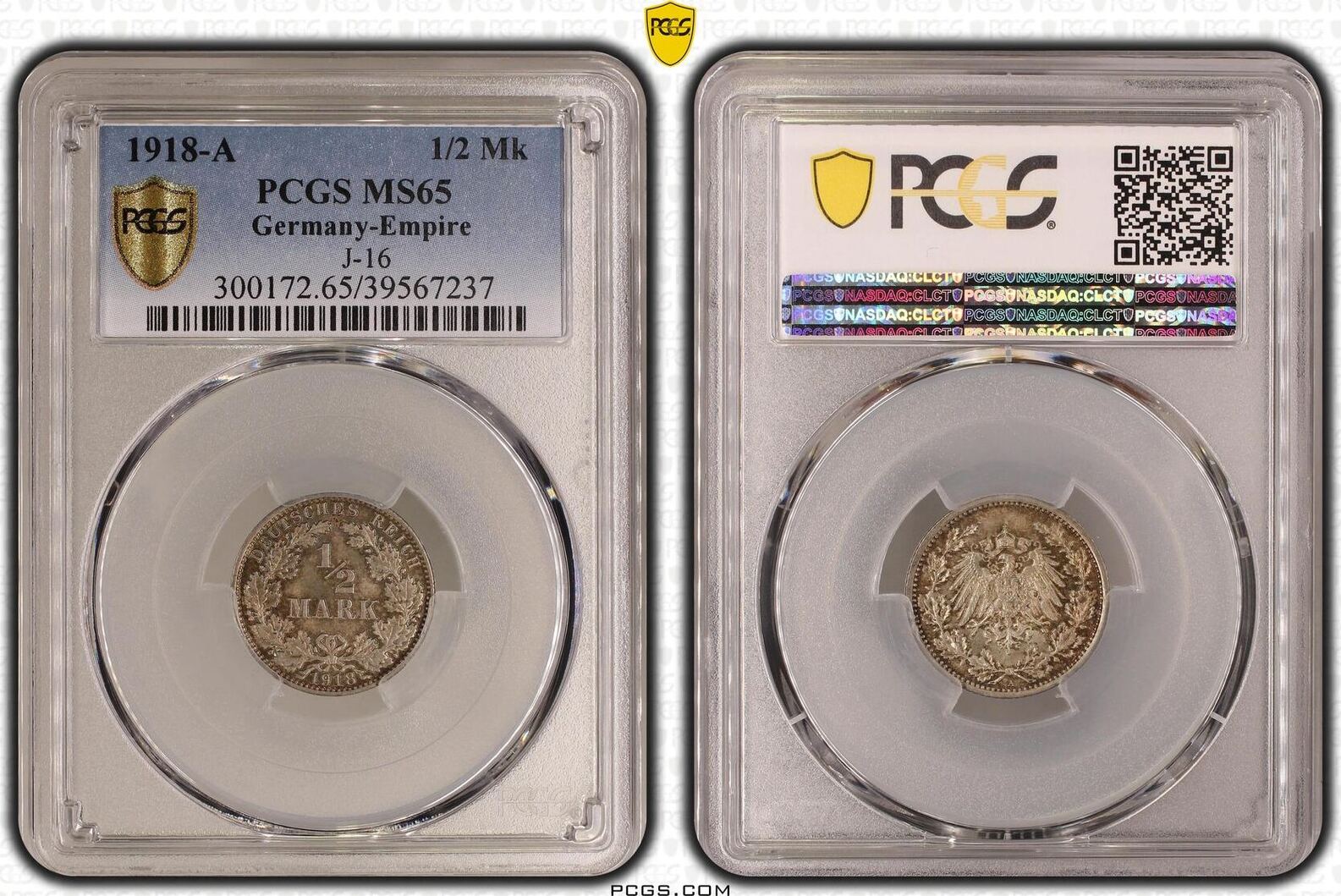 Germany-Empire 1/2 Mark 1918 A Deutsches Kaiserreich - halbe Mark J-16 PCGS zertifizert ...