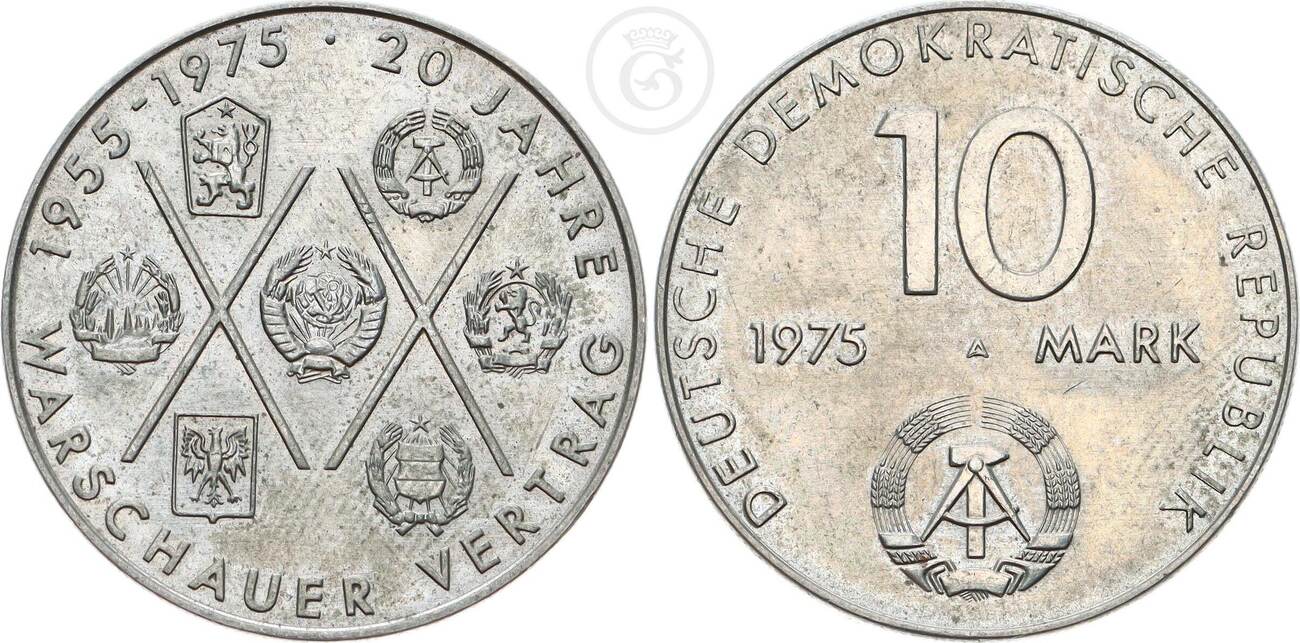 Deutschland DDR 1975 10 Mark Gedenkmünze - Warschauer Vertrag vz-st | MA-Shops
