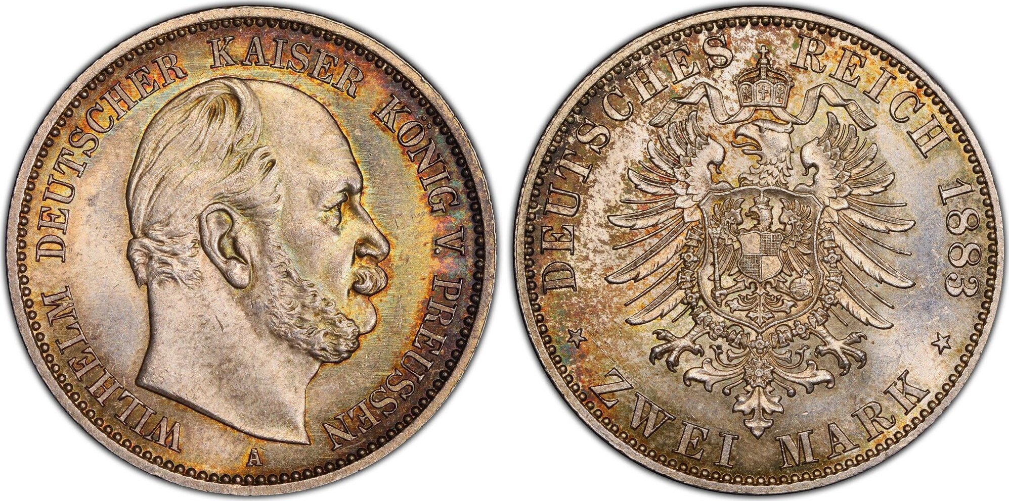 Preussen 2 Mark 1883 A J-96 Kaiser Wilhelm I PCGS zertifiziert ...