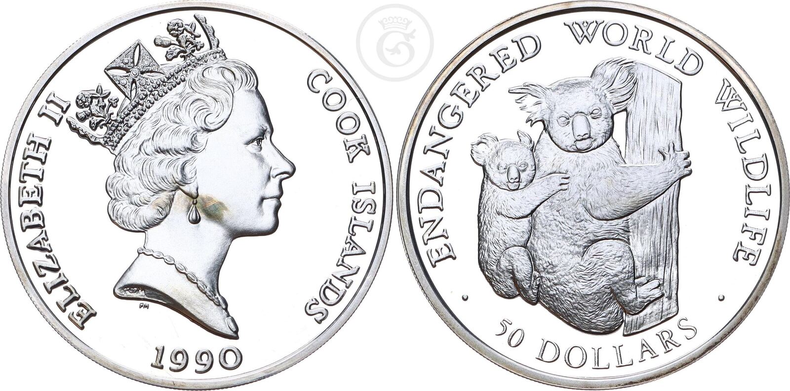 1990 50 Dollars Cook Islands - Elizabeth II - Gefährdete Tierwelt ...