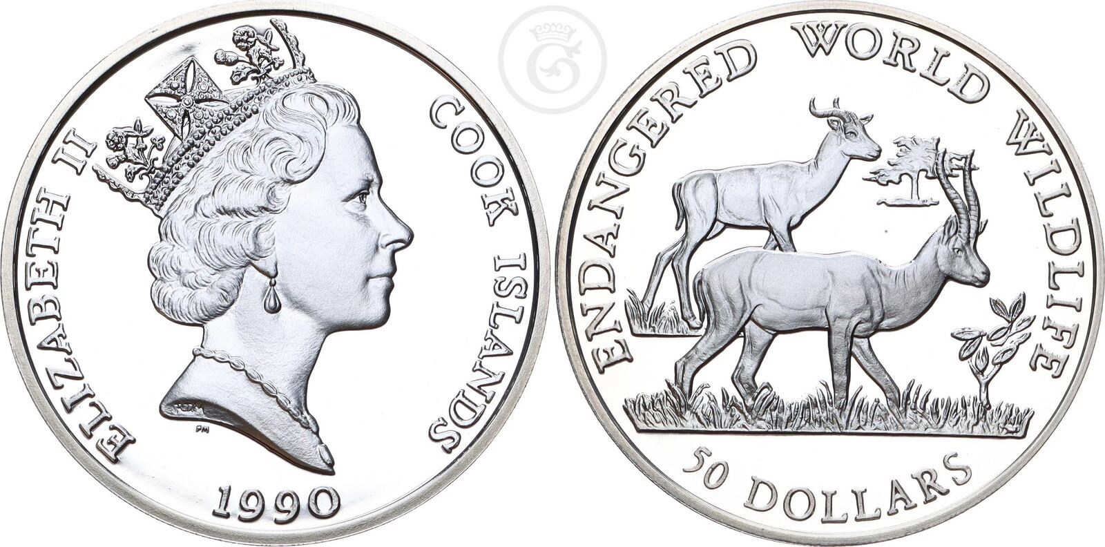 1990 50 Dollars Cook Islands - Elizabeth II - Gefährdete Tierwelt ...