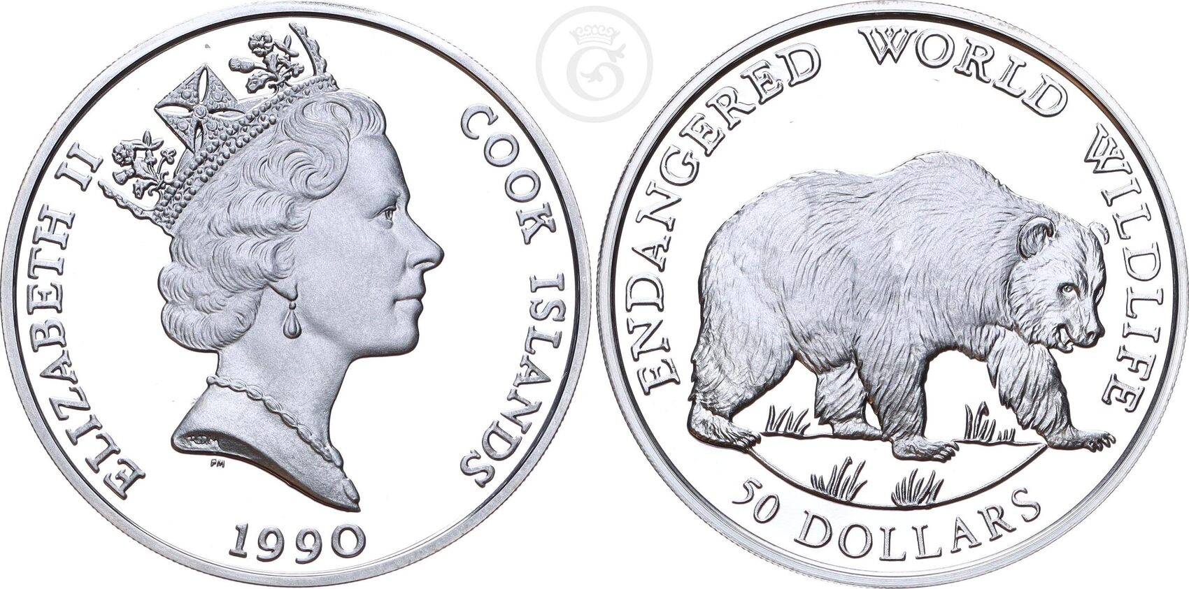 1990 50 Dollars Cook Islands - Elizabeth II - Gefährdete Tierwelt ...