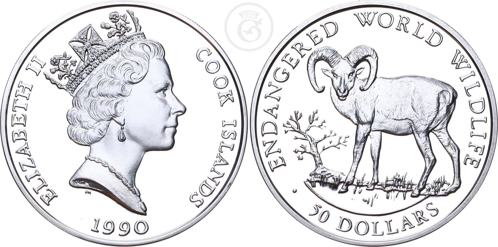 1990 50 Dollars Cook Islands - Elizabeth II - Gefährdete Tierwelt ...