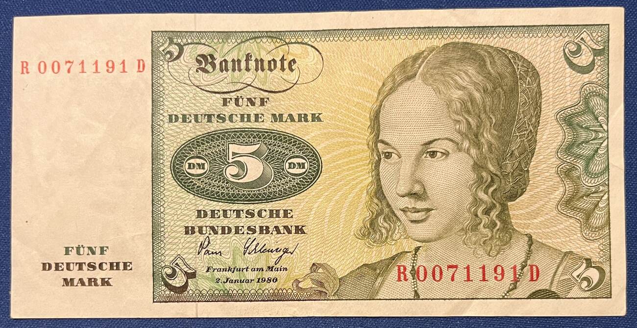 Deutschland BRD 5 Deutsche Mark 1980 5 DM Banknote III | MA-Shops